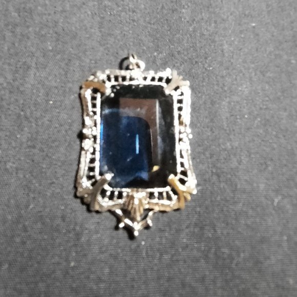Source Unknown | Jewelry | Pendant Large Smokey Blue Stone Set In ...